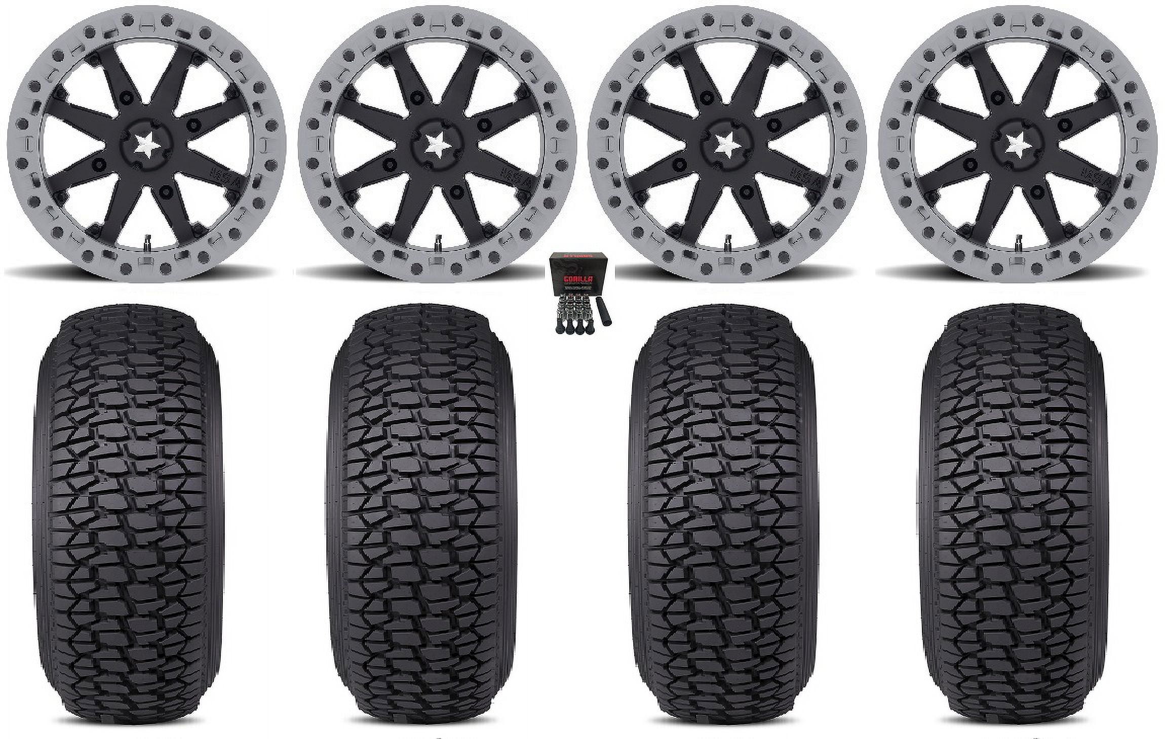 MSA Lok2 Beadlock 14" Wheels Black 30" Regulator 2 Tires Yamaha Viking ...
