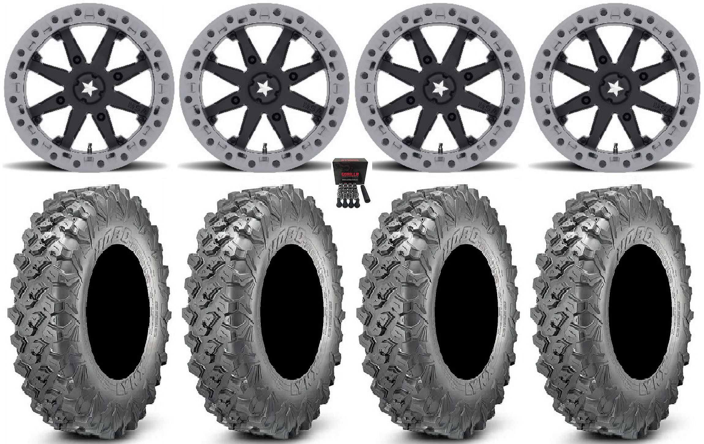 MSA Lok2 Beadlock 15" Wheels Black 35" Lynx SXS Tires Sportsman RZR ...