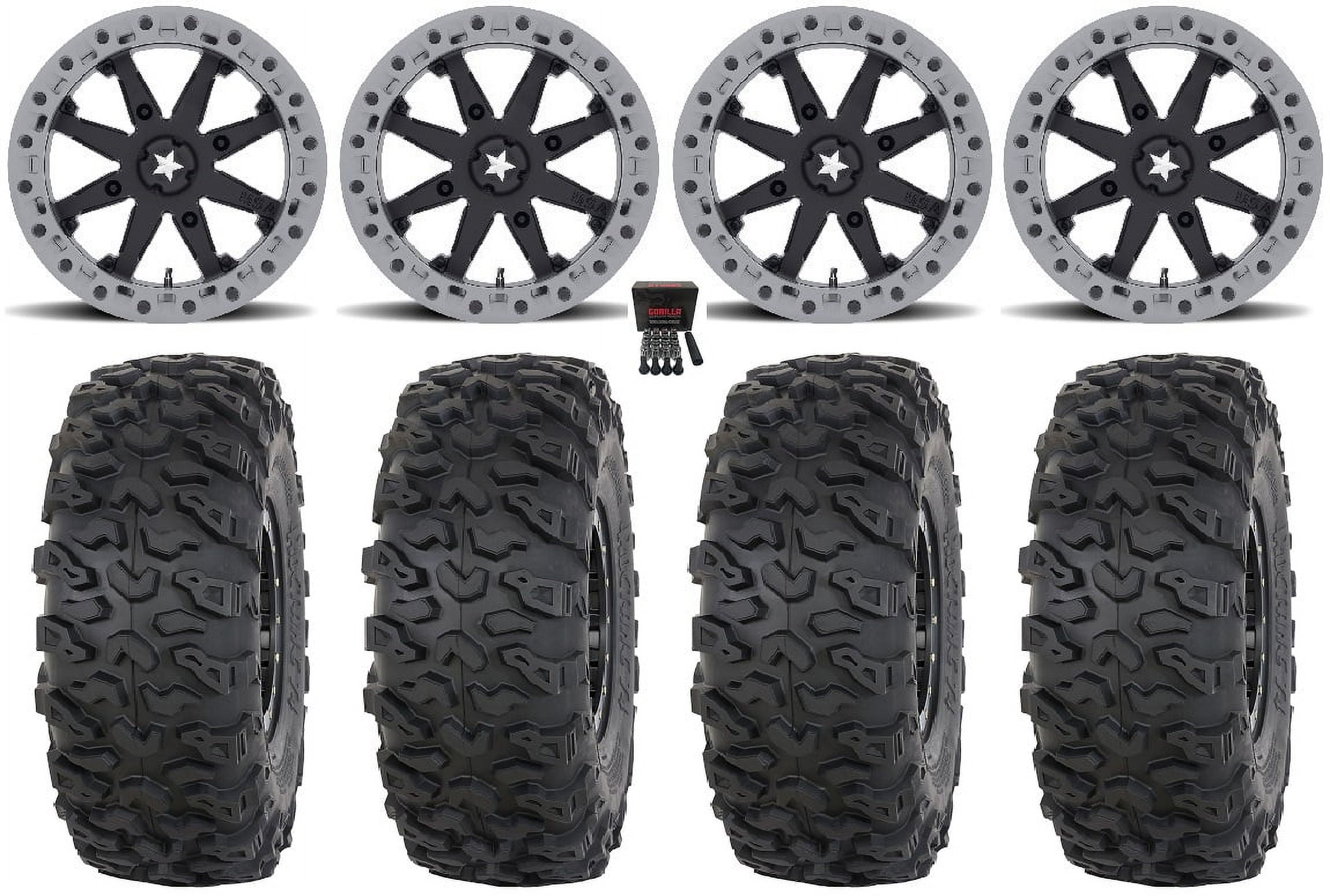 MSA Lok2 Beadlock 18" Wheels Bk 37" Roctane T4 Tires Sportsman RZR ...