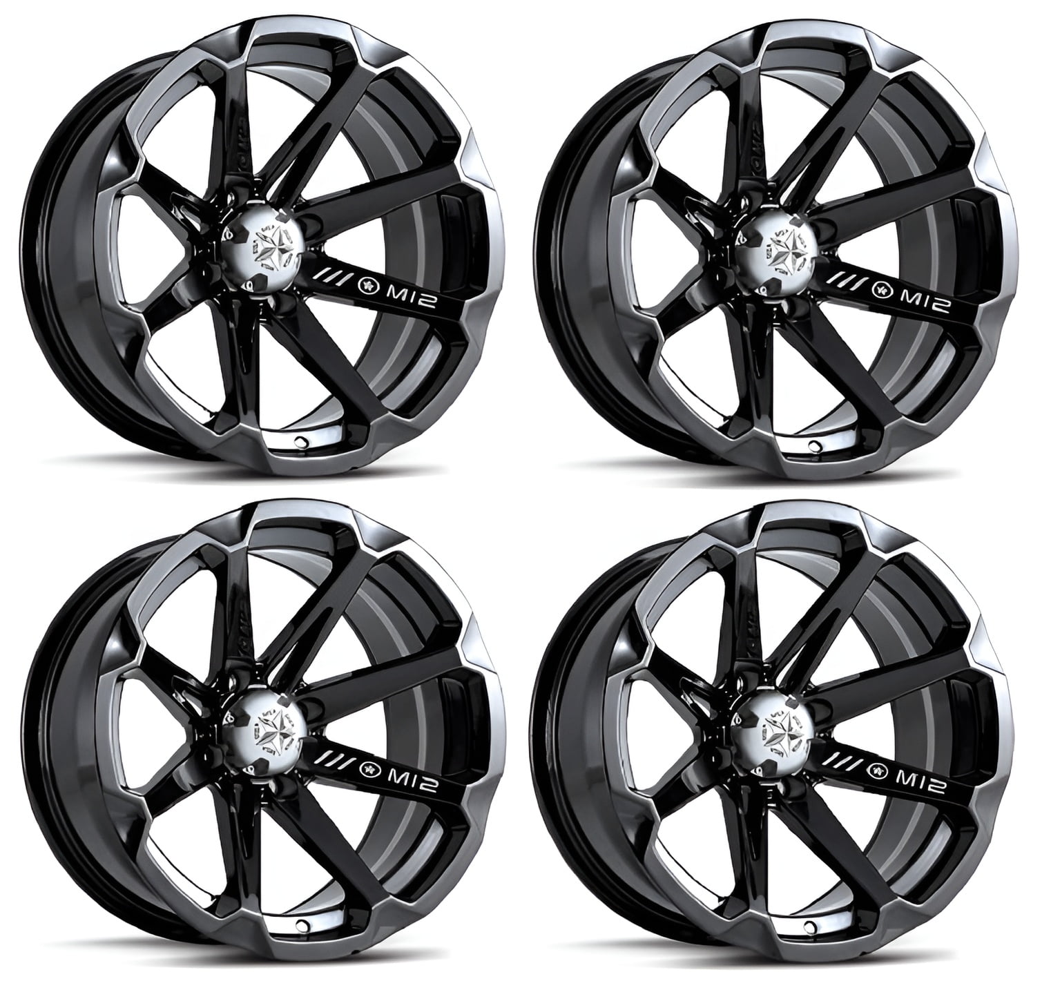"MSA M12 Diesel Gloss Black ATV Wheels/Rims 14"" for Honda Foreman ...