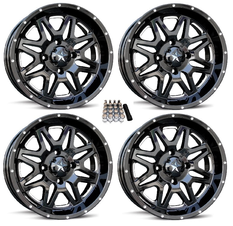 MSA M26 Vibe UTV Wheels/Rims Black Mill 14" Polaris RZR 1000 XP ...