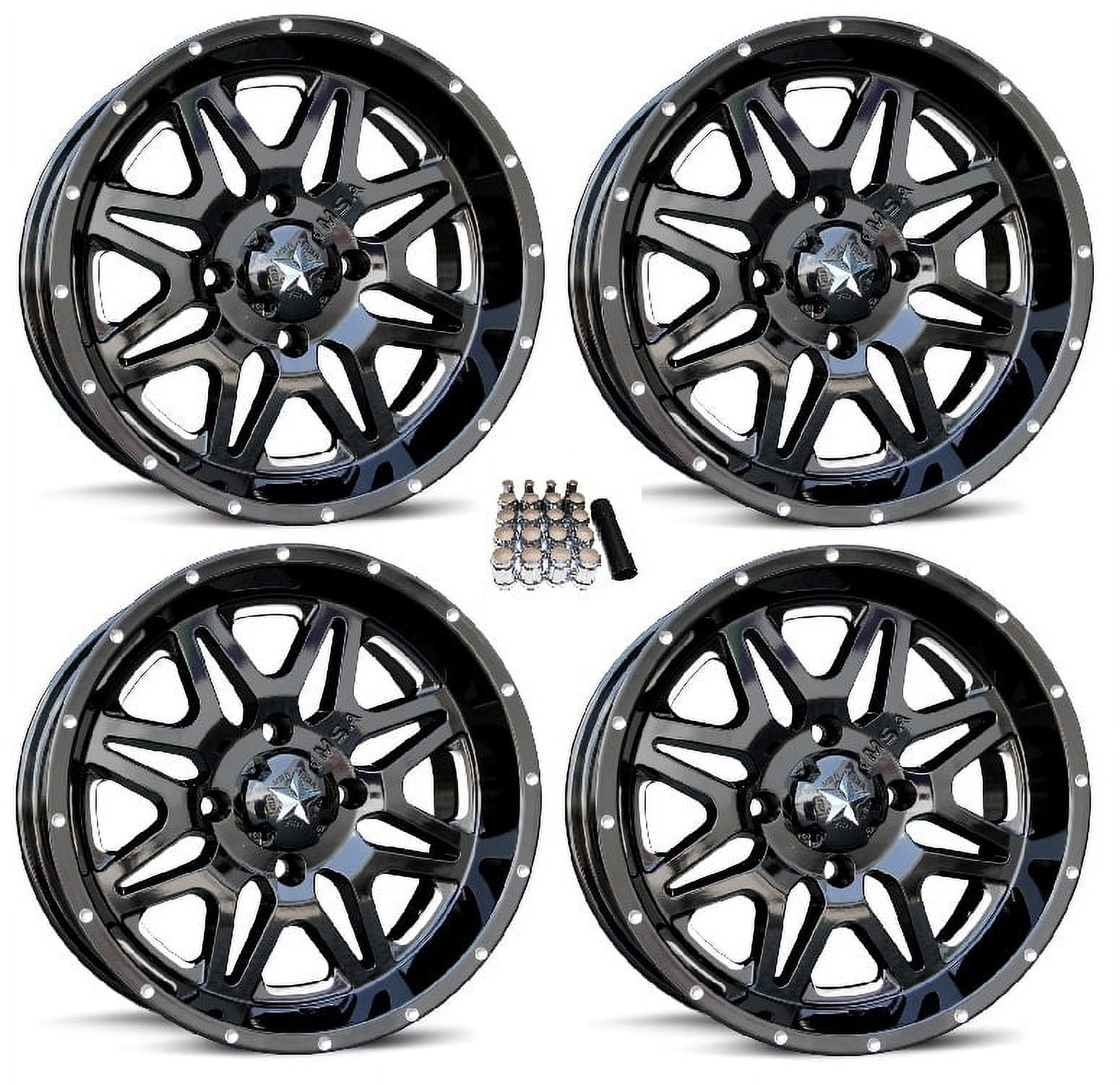 MSA M26 Vibe UTV Wheels/Rims Black Mill 14" Yamaha Viking Wolverine ...