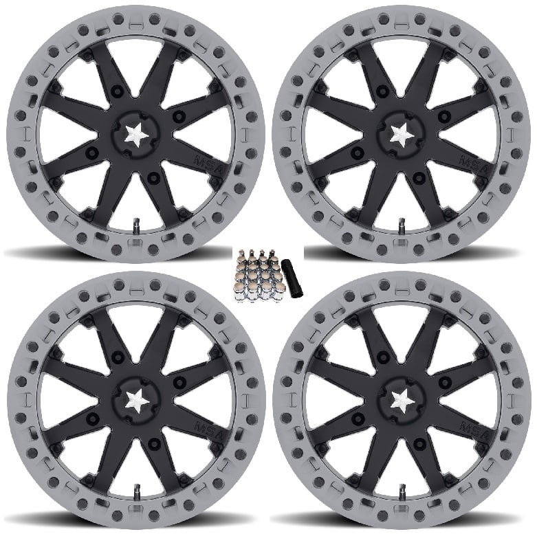 MSA M31 Lok2 14x7/14x10 Wheels/Rims Black Polaris RZR 1000 XP / Ranger ...