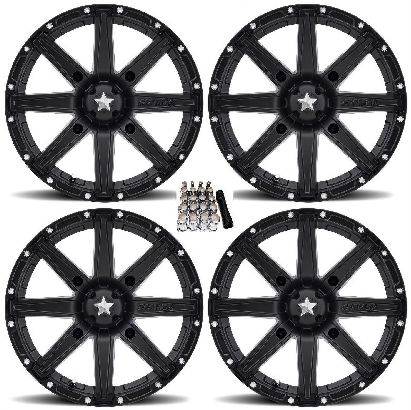 MSA M33 Clutch UTV Wheels/Rims Black 15" Polaris RZR 1000 XP / Ranger ...