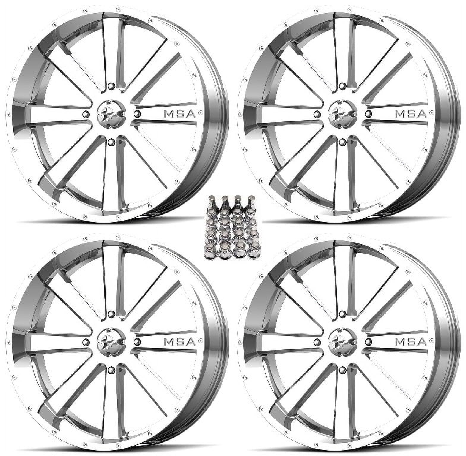 MSA M34 Flash ATV Wheels/Rims Chrome 22" Sportsman 550 850 1000 ...