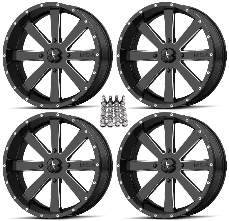 MSA M34 Flash ATV Wheels/Rims Milled 20" Sportsman 550 850 1000 ...