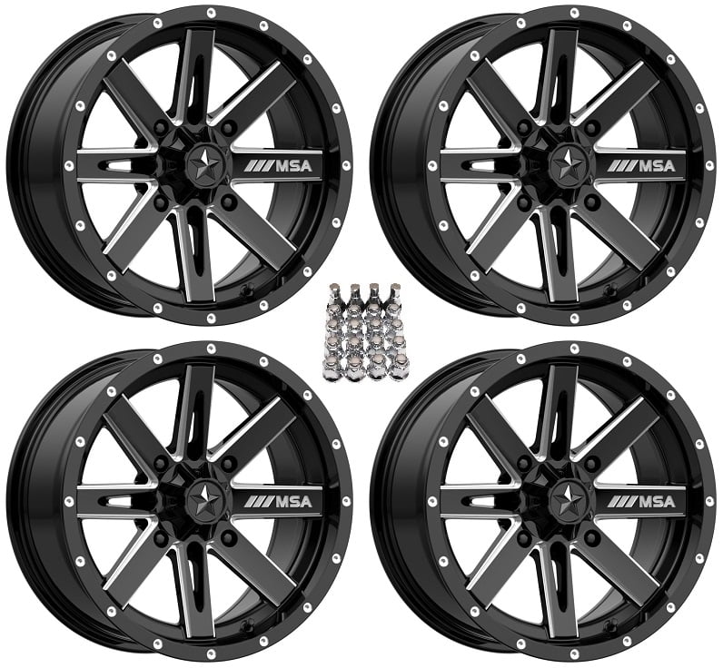 MSA M41 Boxer 14" Milled ATV/UTV Wheels/Rims for Honda Foreman Rancher ...