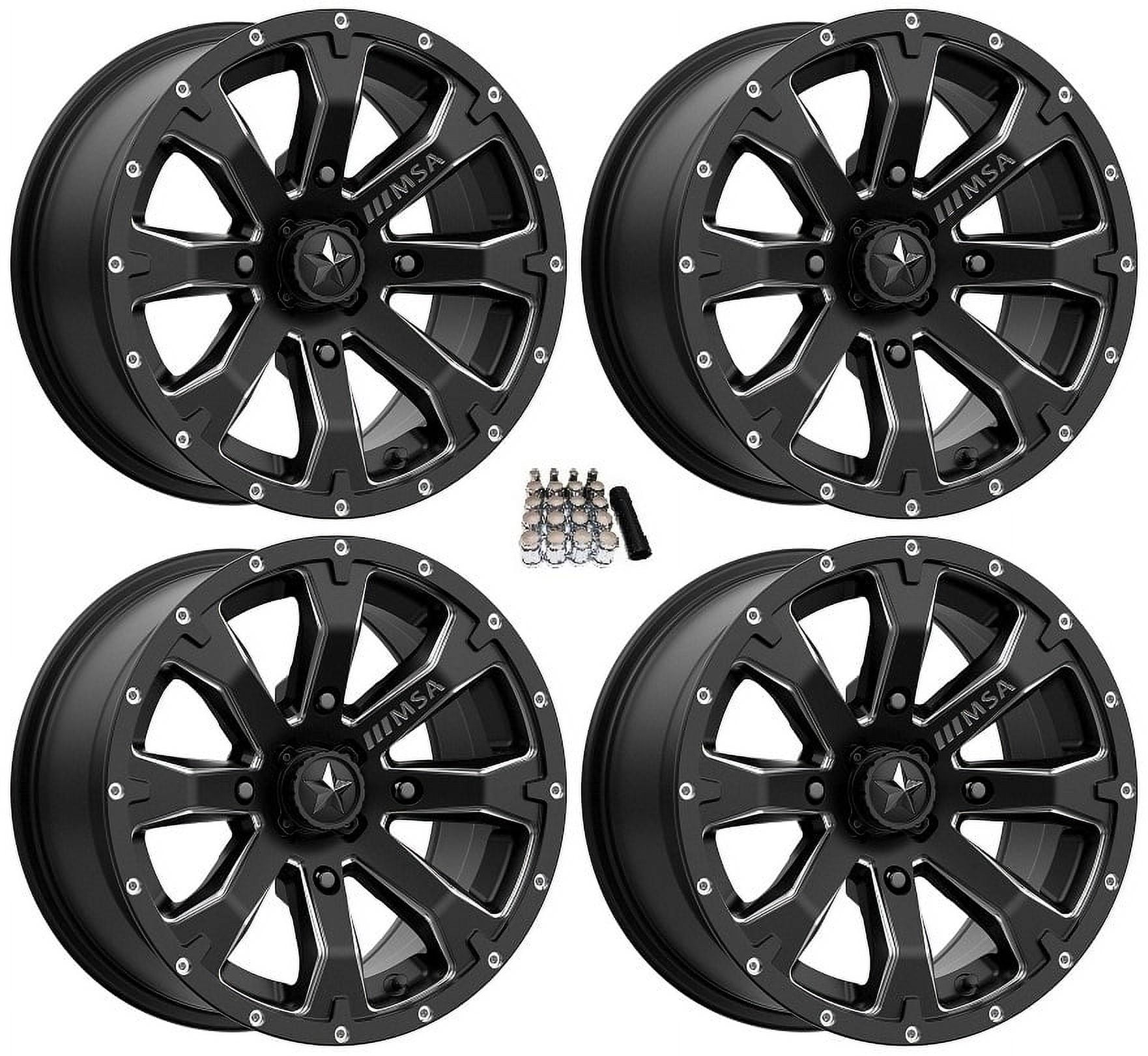 MSA M42 Bounty UTV Wheels/Rims Satin Black 15" Kawasaki Mule Pro FXT ...