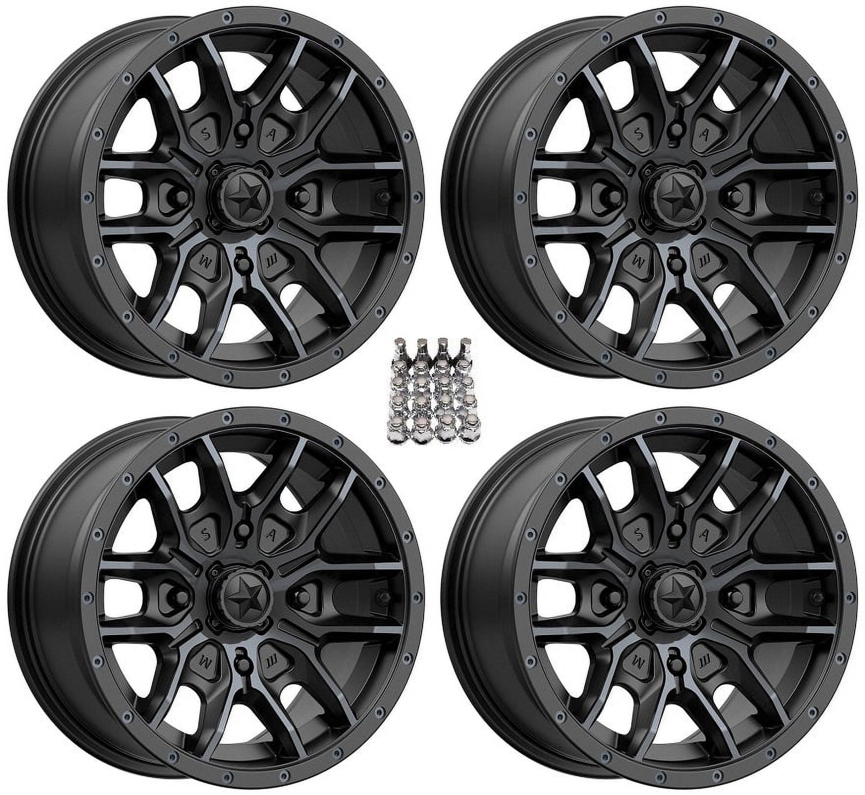 MSA M43 Fang ATV Wheels/Rims Satin Black 14" Honda Rincon Yamaha Rhino ...
