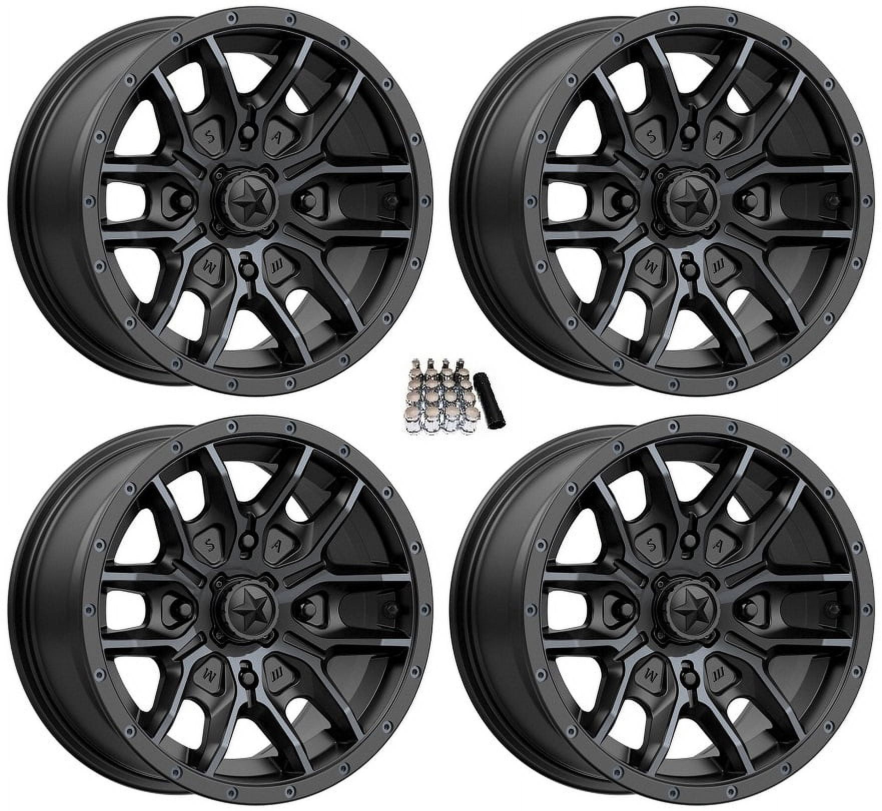 MSA M43 Fang UTV Wheels/Rims Satin Black 14" Yamaha Viking Wolverine ...