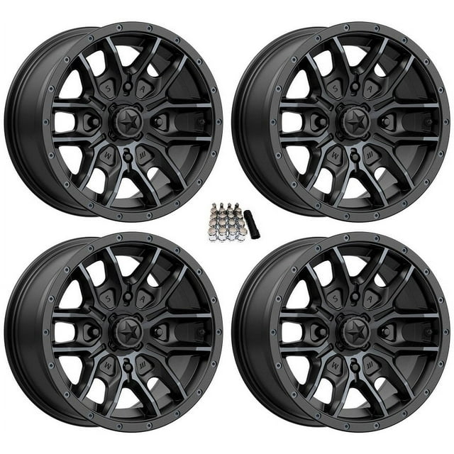 MSA M43 Fang UTV Wheels/Rims Satin Black 14" Yamaha Viking Wolverine ...