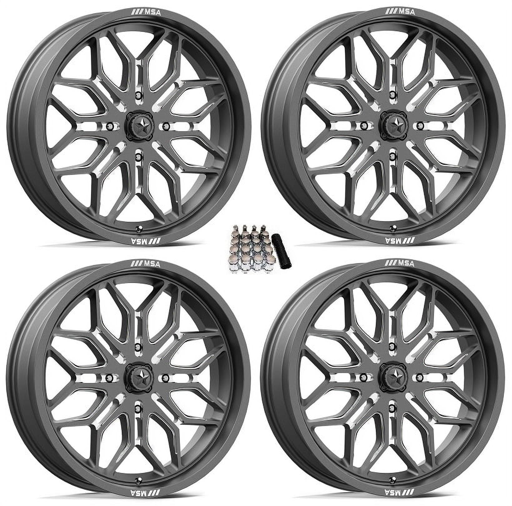 MSA M47 Sniper 18" Wheels/Rims Gunmetal Polaris RZR 1000 XP / Ranger XP ...