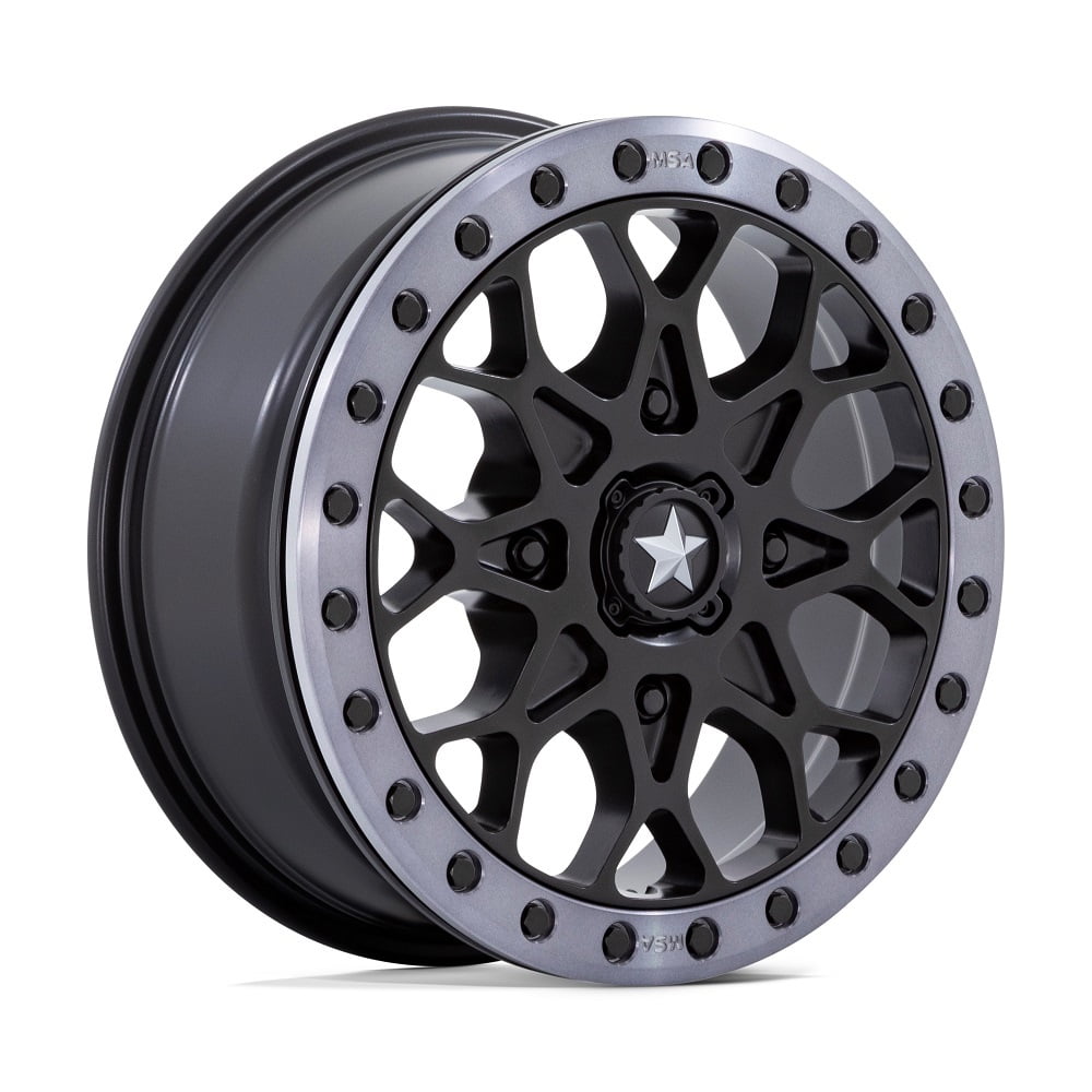 MSA M48 Portal Beadlock 15x6 ATV/UTV Wheel - Satin Black (4/110) +38mm ...