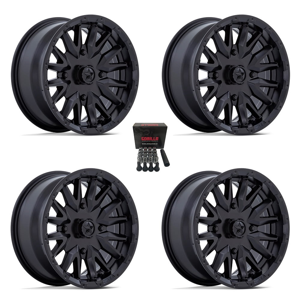 MSA M49 Creed 14" Wheels/Rims Matte Black Honda Foreman Rancher SRA ...