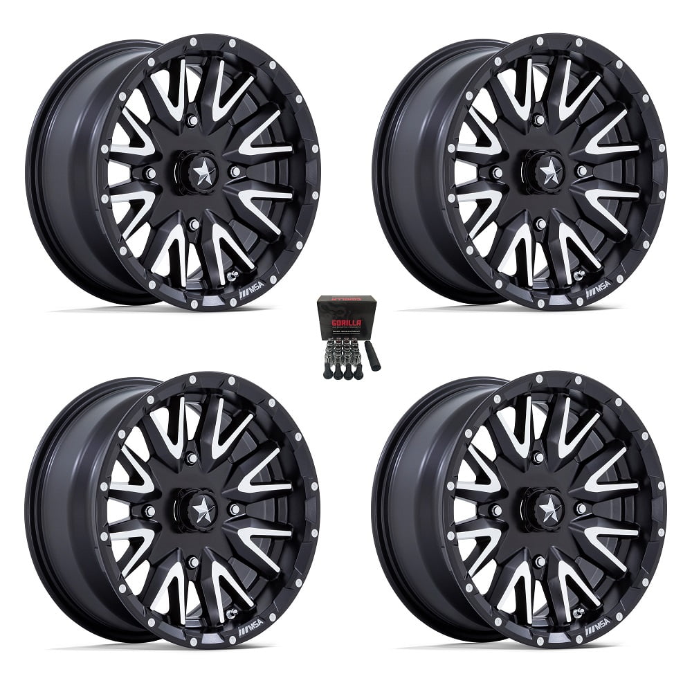 MSA M49 Creed 15" Wheels/Rims Matte Black/Machined Sportsman RZR Ranger ...