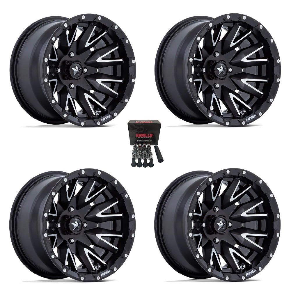 MSA M49 Creed 16" Wheels/Rims Matte Black/Machined Sportsman RZR Ranger ...