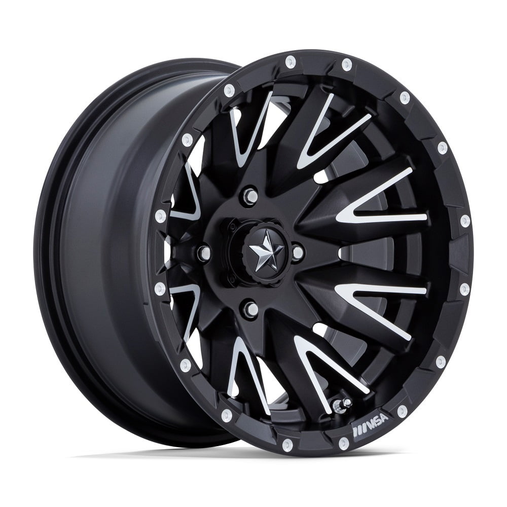 MSA M49 Creed 16x7 ATV/UTV Wheel - Matte Black/Machined (4/156) +10mm ...