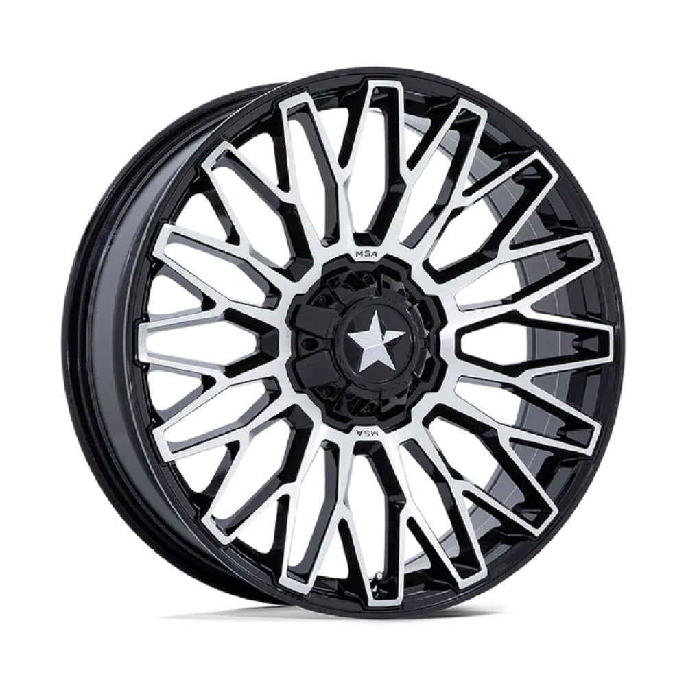 MSA M50 Clubber 24x7 UTV Wheel - Gloss Black/Machined (5x4.5) +0mm ...