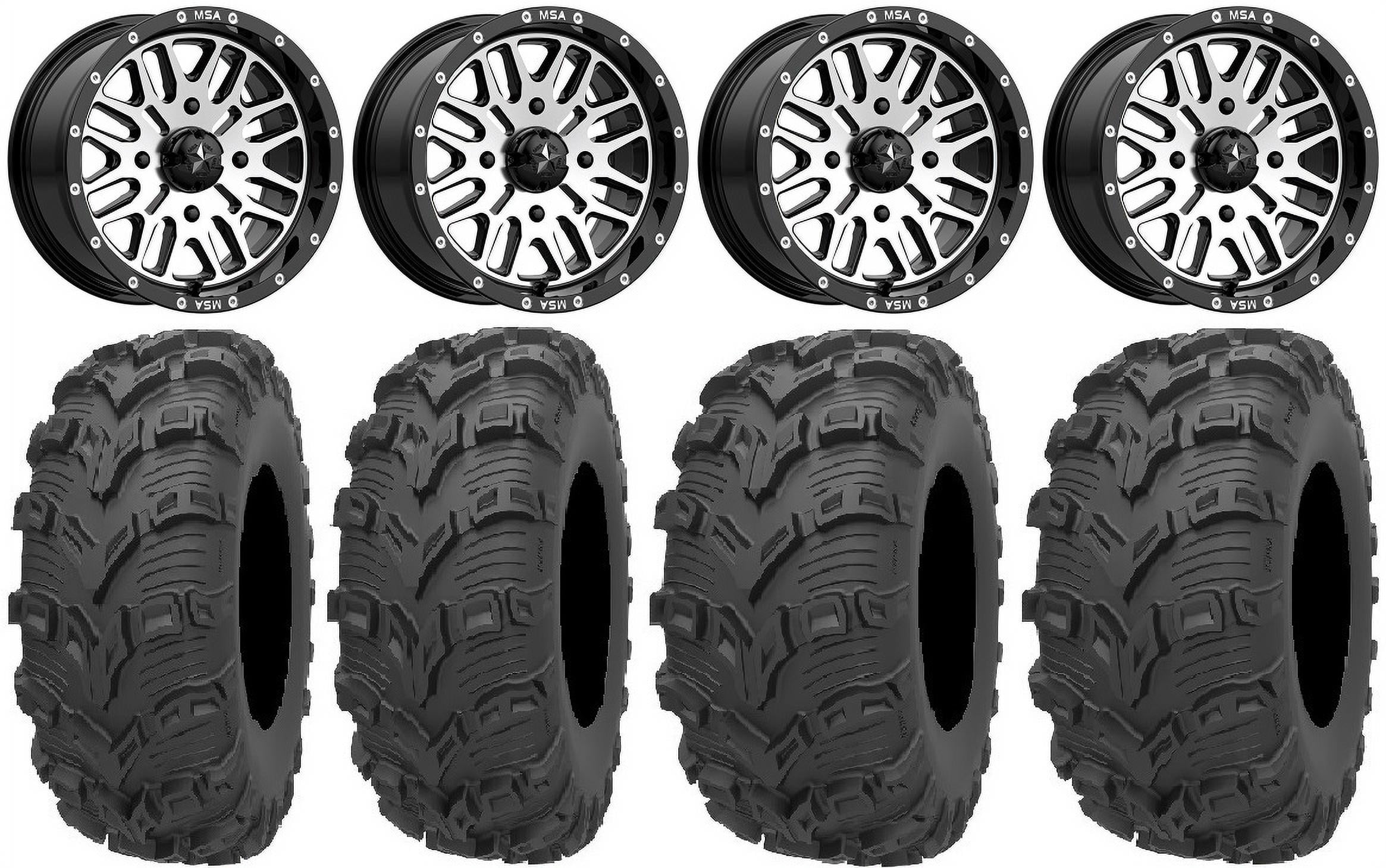 MSA Machined Brute 14" ATV Wheels 26" Bear Claw EVO Tires Can-Am ...