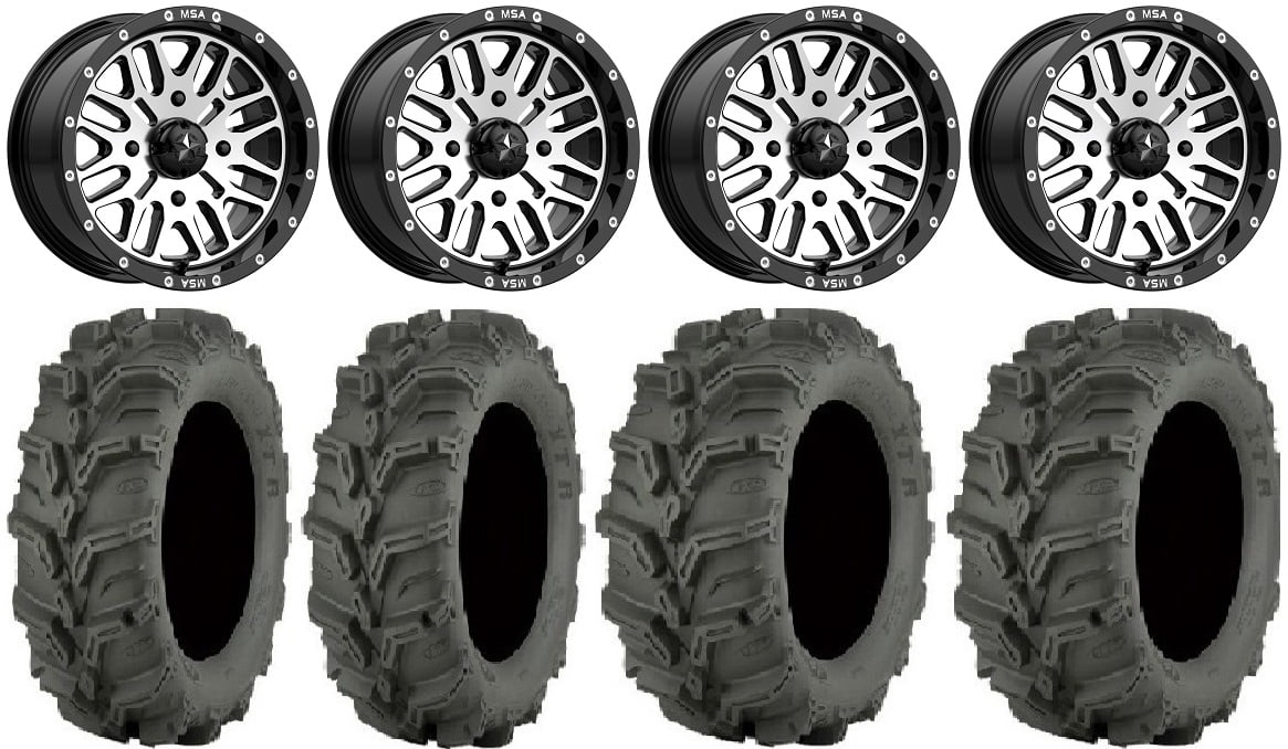MSA Machined Brute 14" ATV Wheels 27" Mud Lite XTR Tires Sportsman 550 ...