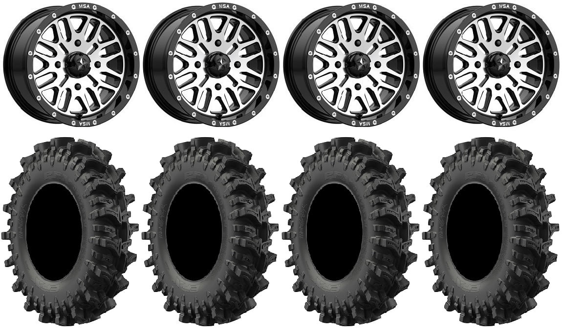 MSA Machined Brute 14" ATV Wheels 30" MotoSlayer Tires Can-Am Commander ...