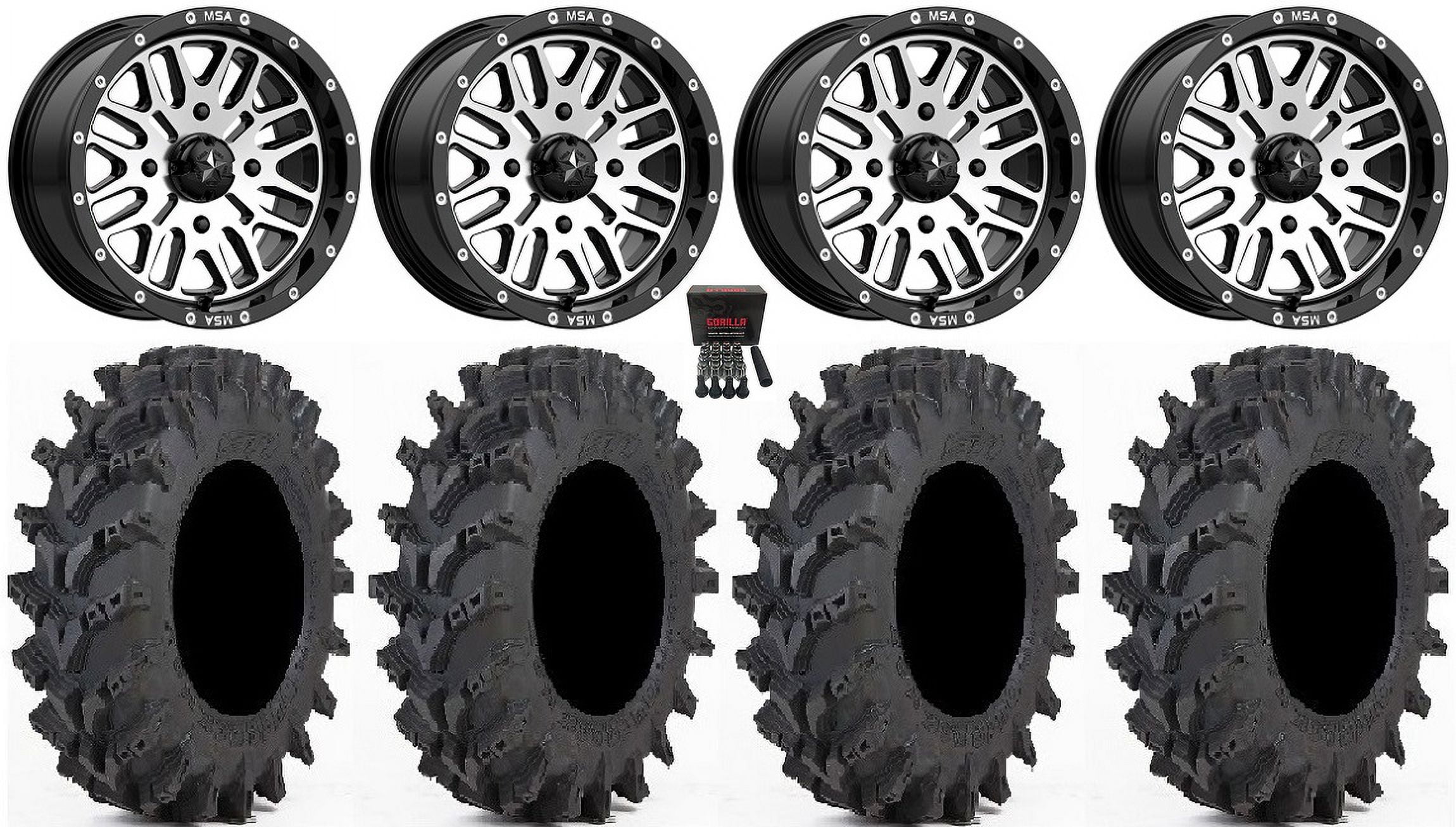 MSA Machined Brute 14" ATV Wheels 32" Outback Max Tires Can-Am ...