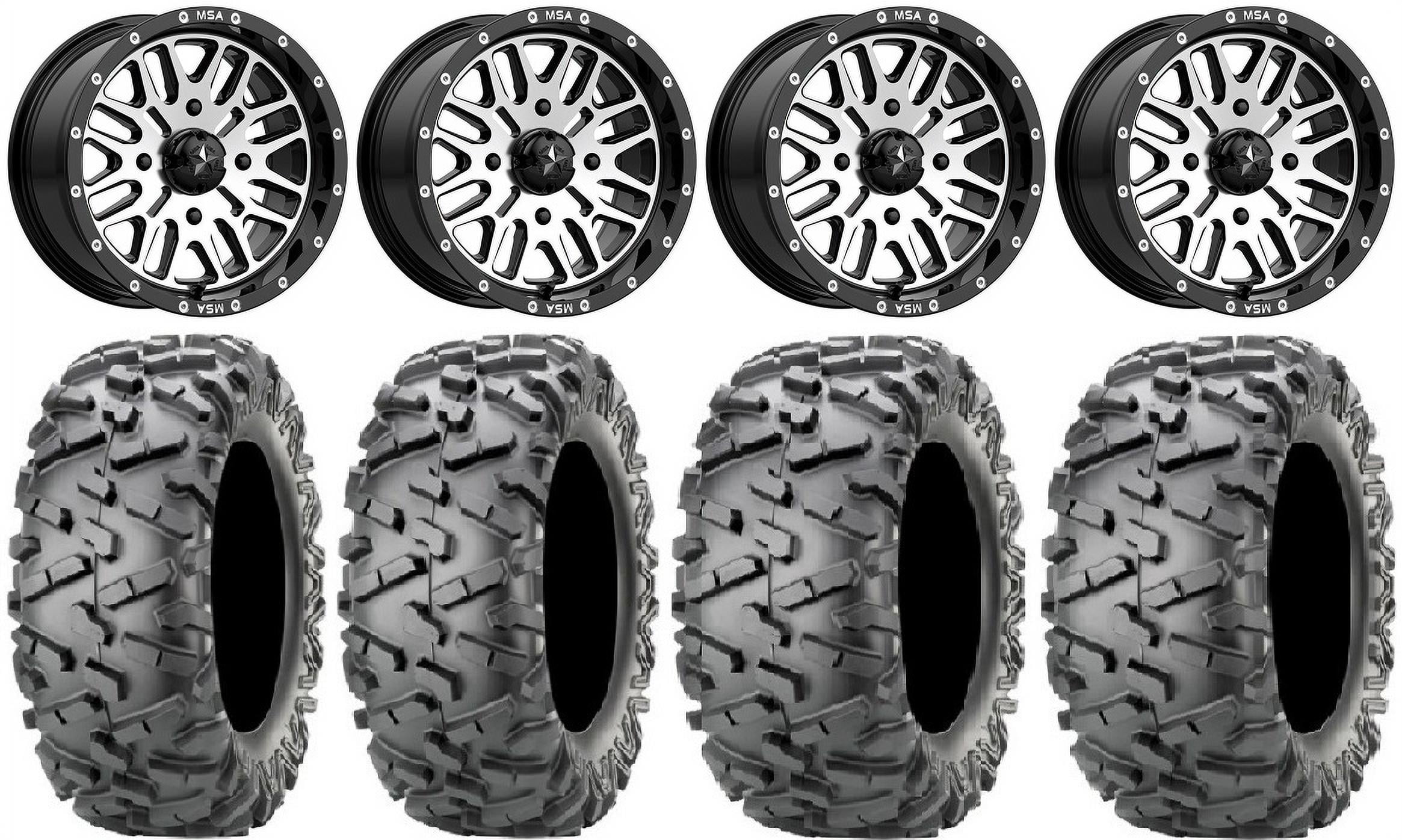 MSA Machined Brute 14" UTV Wheels 26" BigHorn 2.0 Tires Yamaha Viking ...
