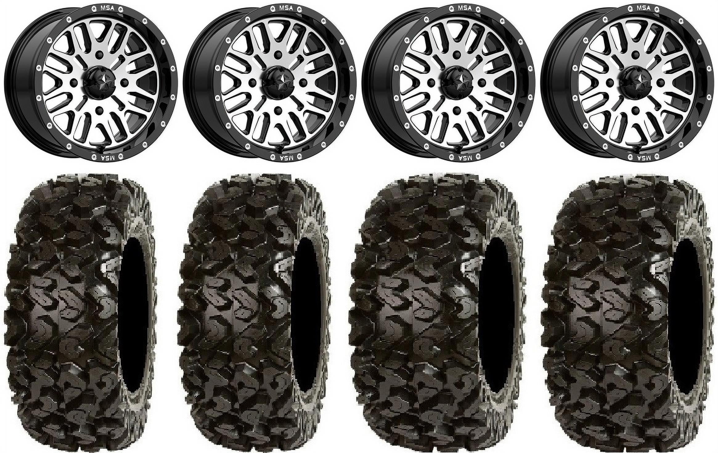 MSA Machined Brute 14" UTV Wheels 26" Rip Saw Tires Yamaha Viking Wolverine YXZ1000R CFMoto ...