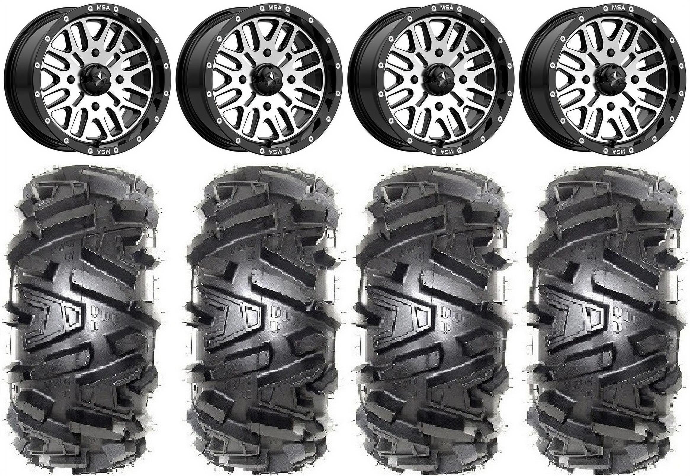 MSA Machined Brute 14" UTV Wheels 27" Moto MTC Tires Kawasaki Teryx ...