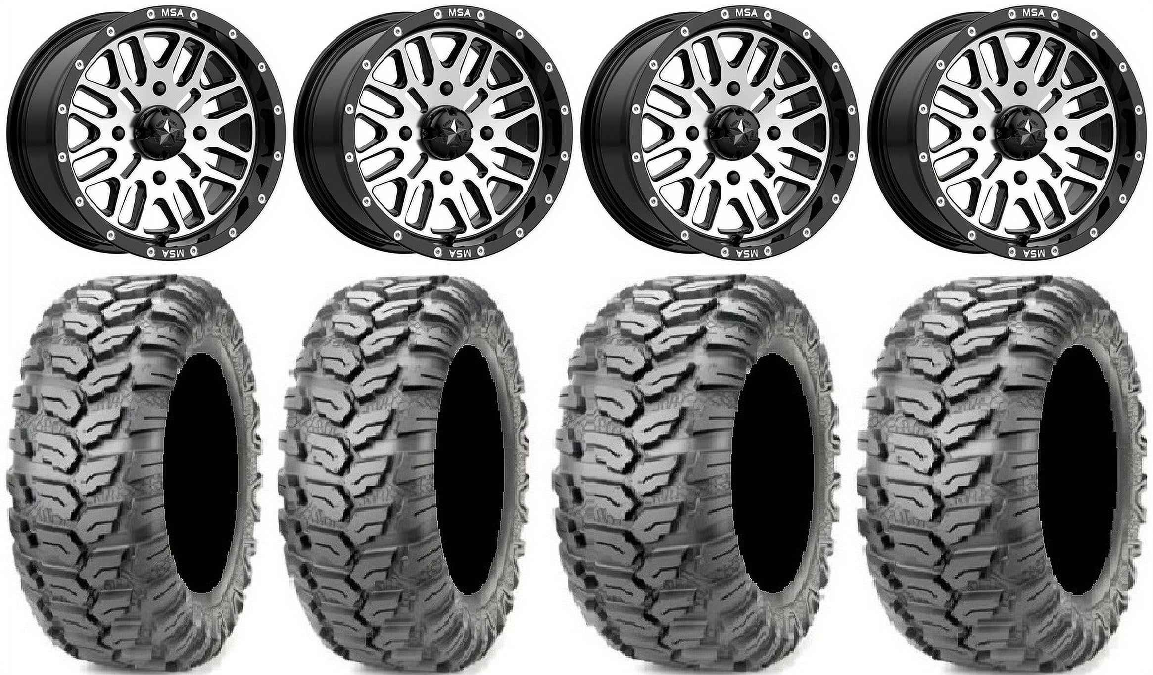 MSA Machined Brute 14" UTV Wheels 29" Ceros Tires Polaris RZR XP 1000 ...