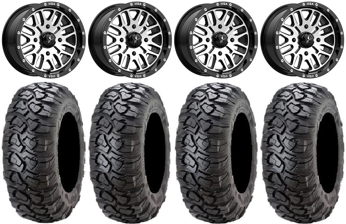 MSA Machined Brute 15" ATV Wheels 29" Ultracross Tires Can-Am Commander ...