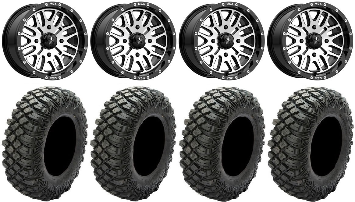 MSA Machined Brute 15" UTV Wheels 32" Crawler XG Tires Polaris RZR XP ...
