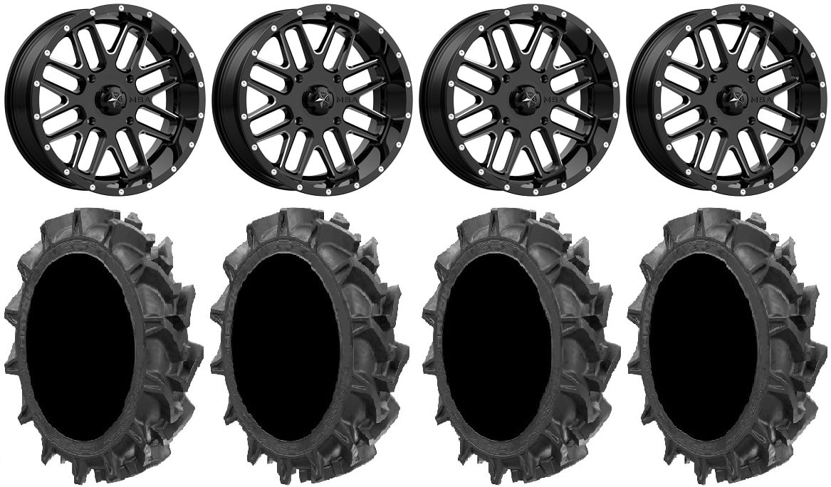 MSA Milled Bandit 18" ATV Wheels 34" MotoHavok Tires Sportsman RZR ...