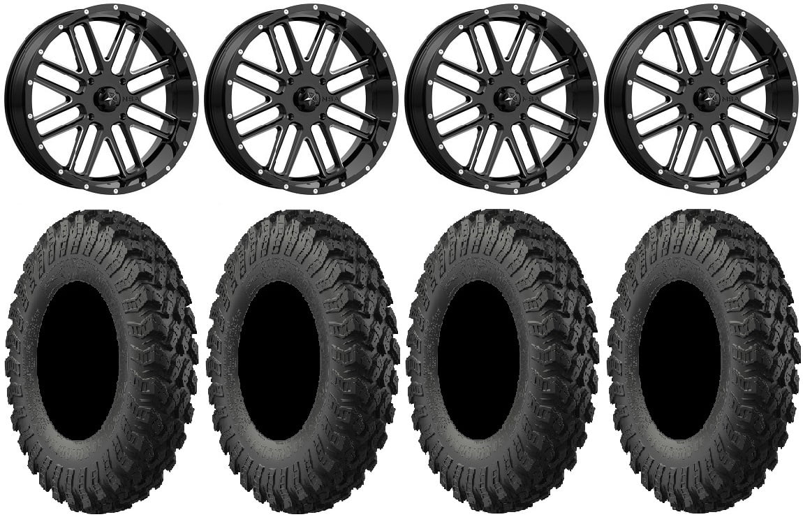 MSA Milled Bandit 22" ATV Wheels 35" MotoRally Tires Sportsman RZR ...