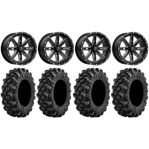 MSA Milled Boxer 14" ATV Wheels 27" Buck Snort Tires Sportsman RZR ...