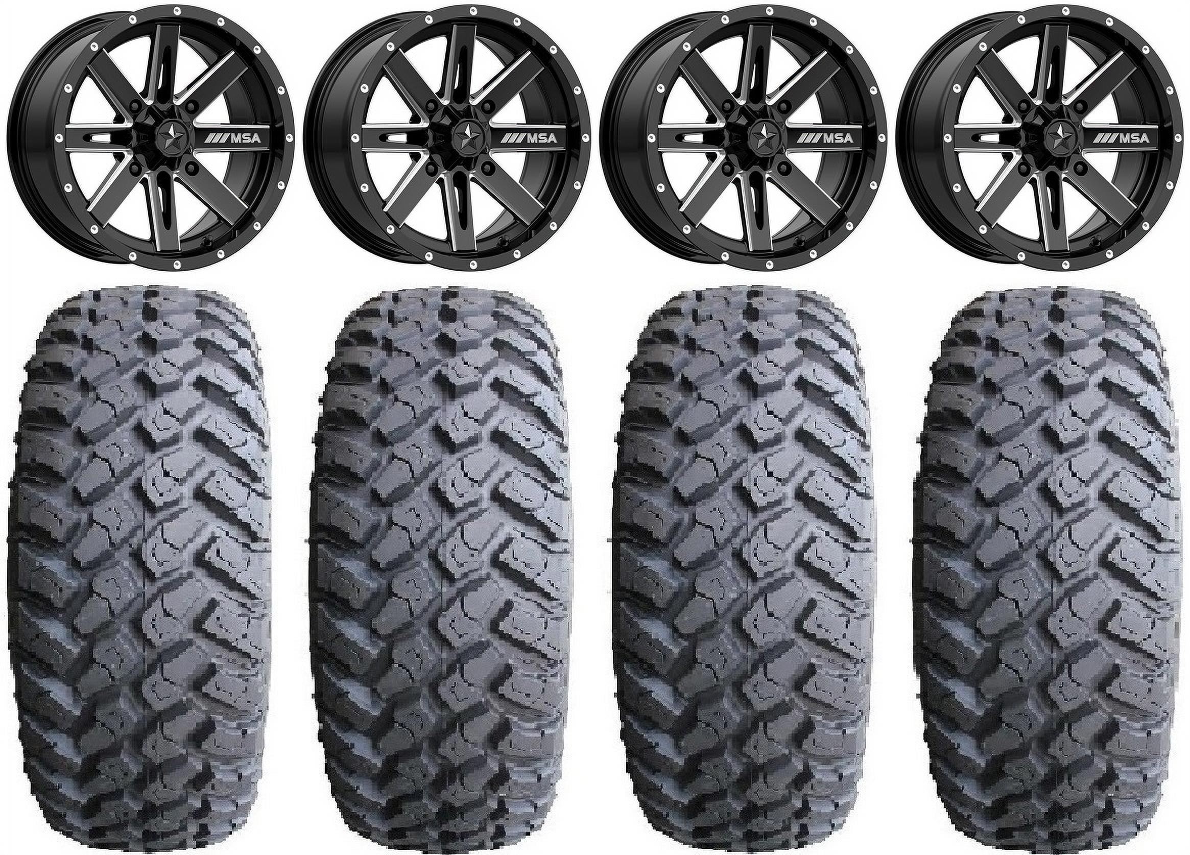 MSA Milled Boxer 14" ATV Wheels 28" MotoHammer Tires Sportsman RZR ...