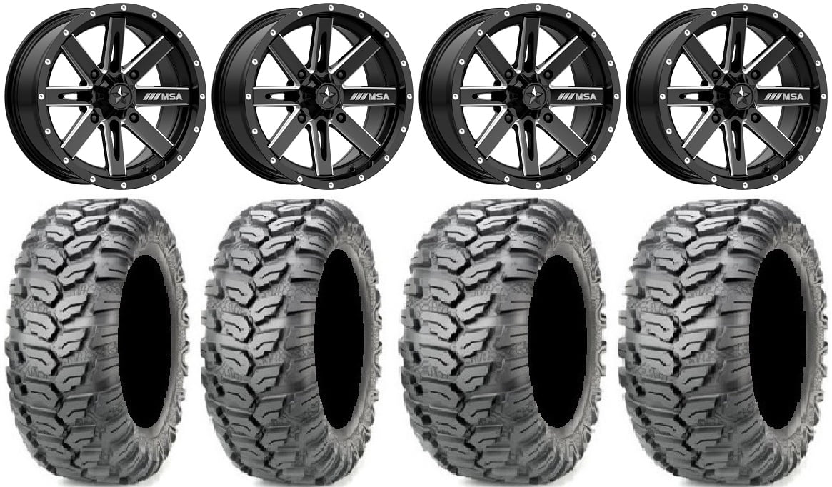 MSA Milled Boxer 14" UTV Wheels 26" Ceros Tires Yamaha Viking Wolverine ...