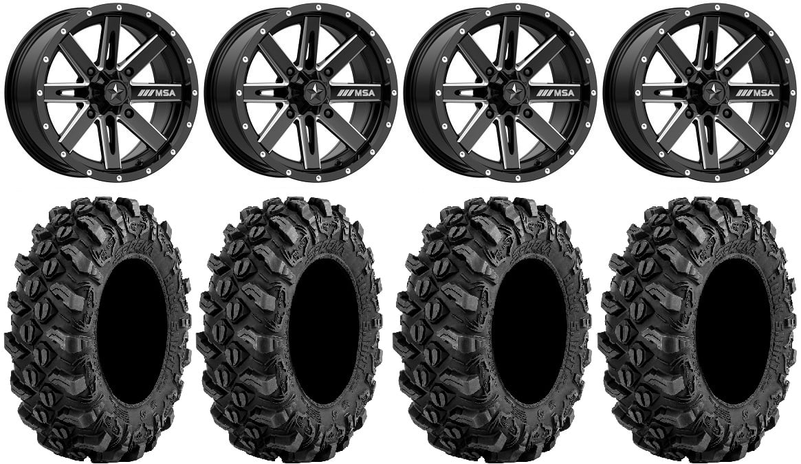 MSA Milled Boxer 14" UTV Wheels 27" Buck Snort Tires Yamaha Viking ...