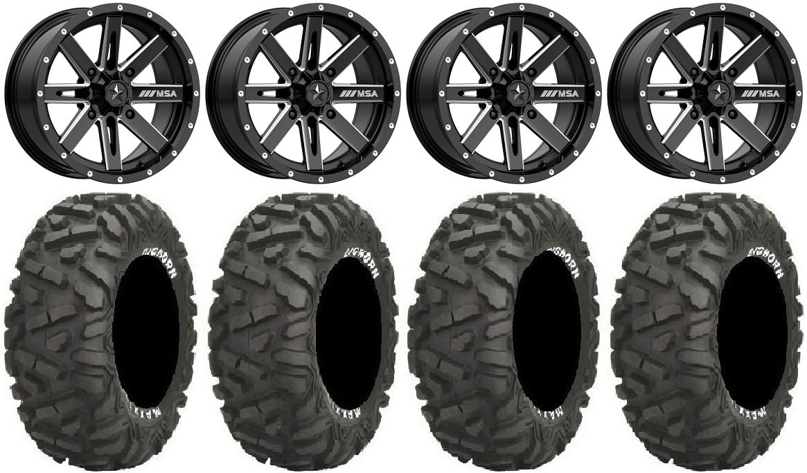 MSA Milled Boxer 14" UTV Wheels 30" BigHorn Tires Yamaha Viking ...