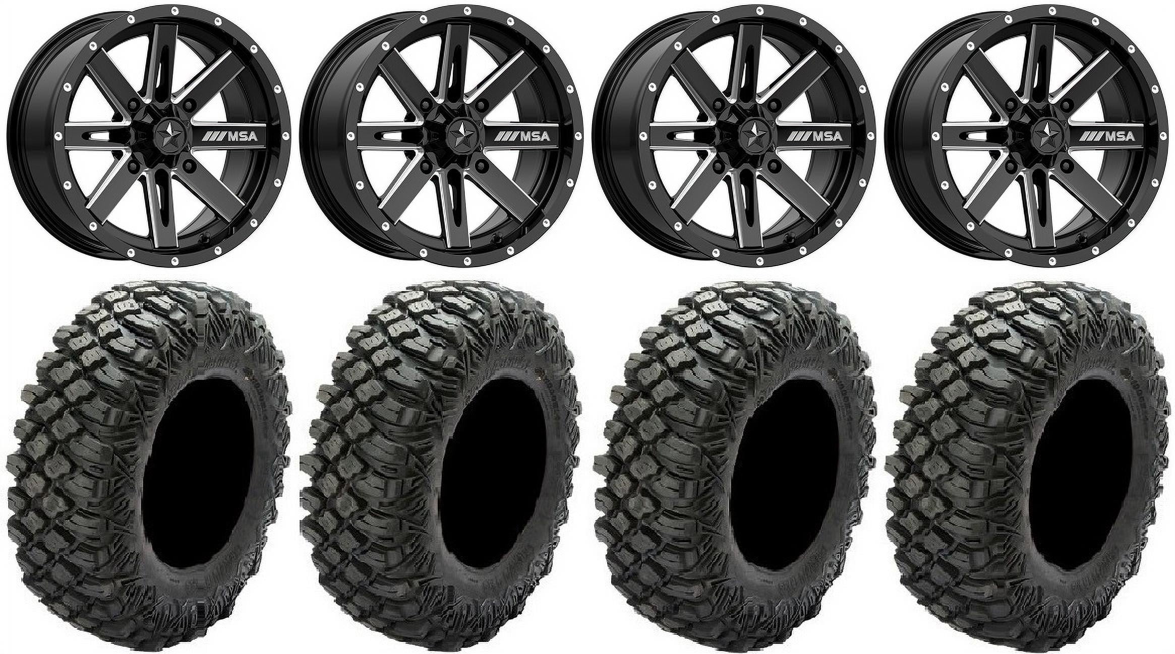MSA Milled Boxer 14" UTV Wheels 32" Crawler XG Tires Yamaha Viking ...