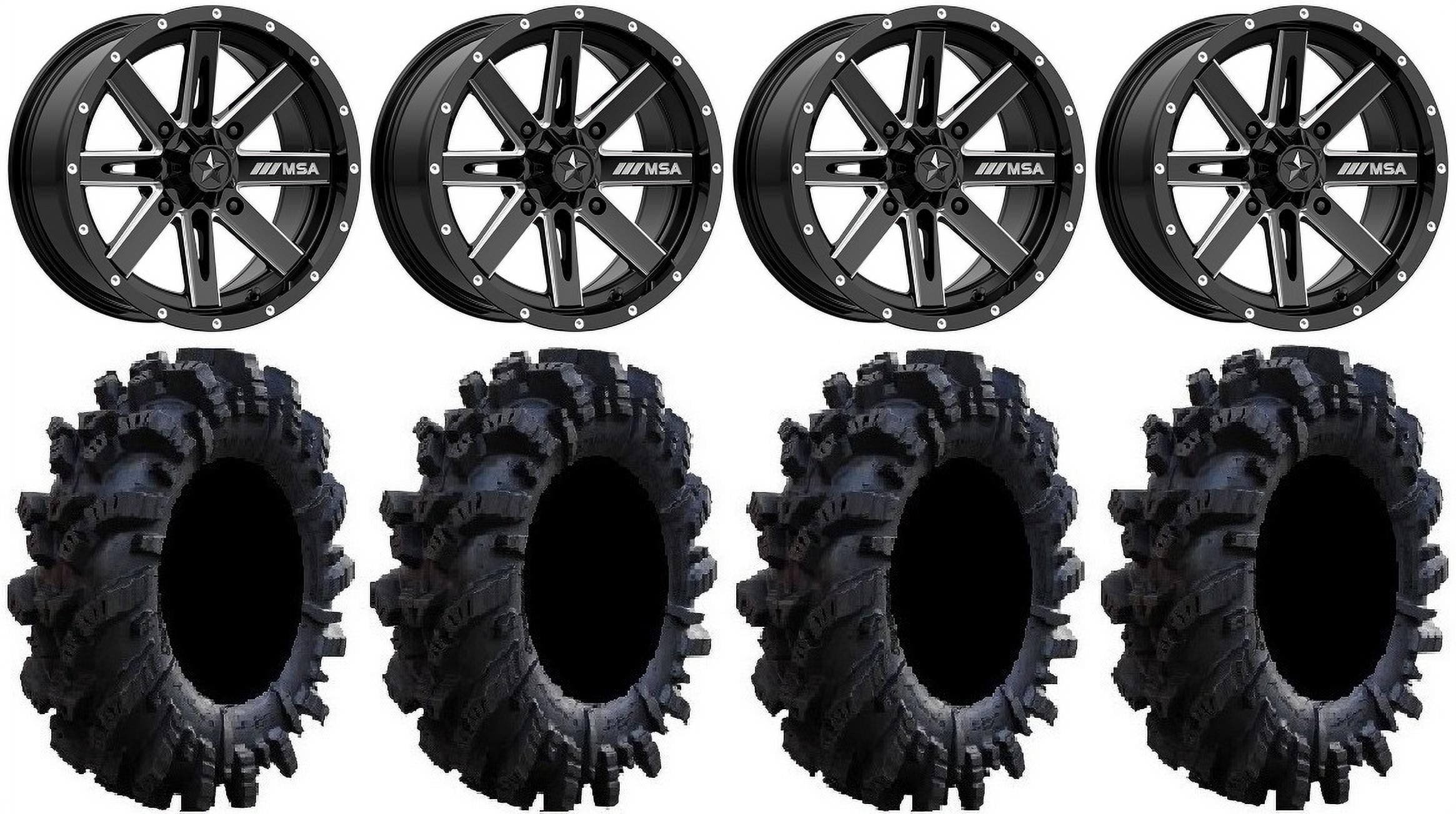 MSA Milled Boxer 14" UTV Wheels 32" Intimidator Tires Yamaha Viking ...