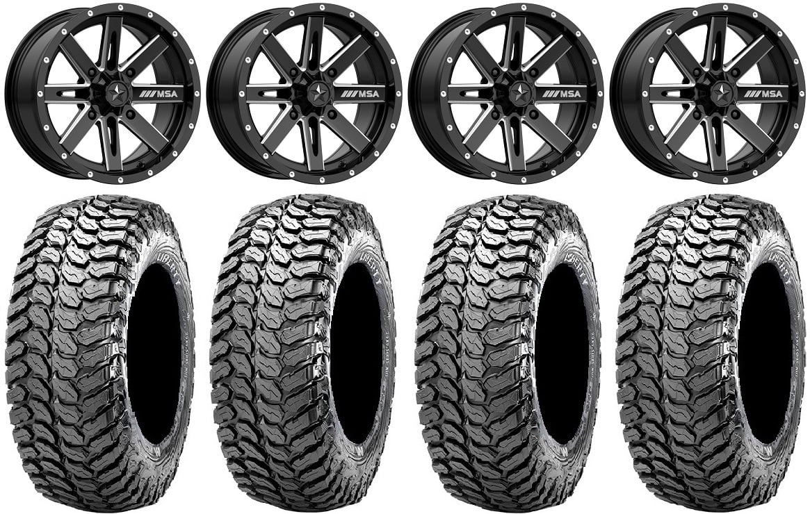 MSA Milled Boxer 14" UTV Wheels 32" Liberty Tires Yamaha Viking ...