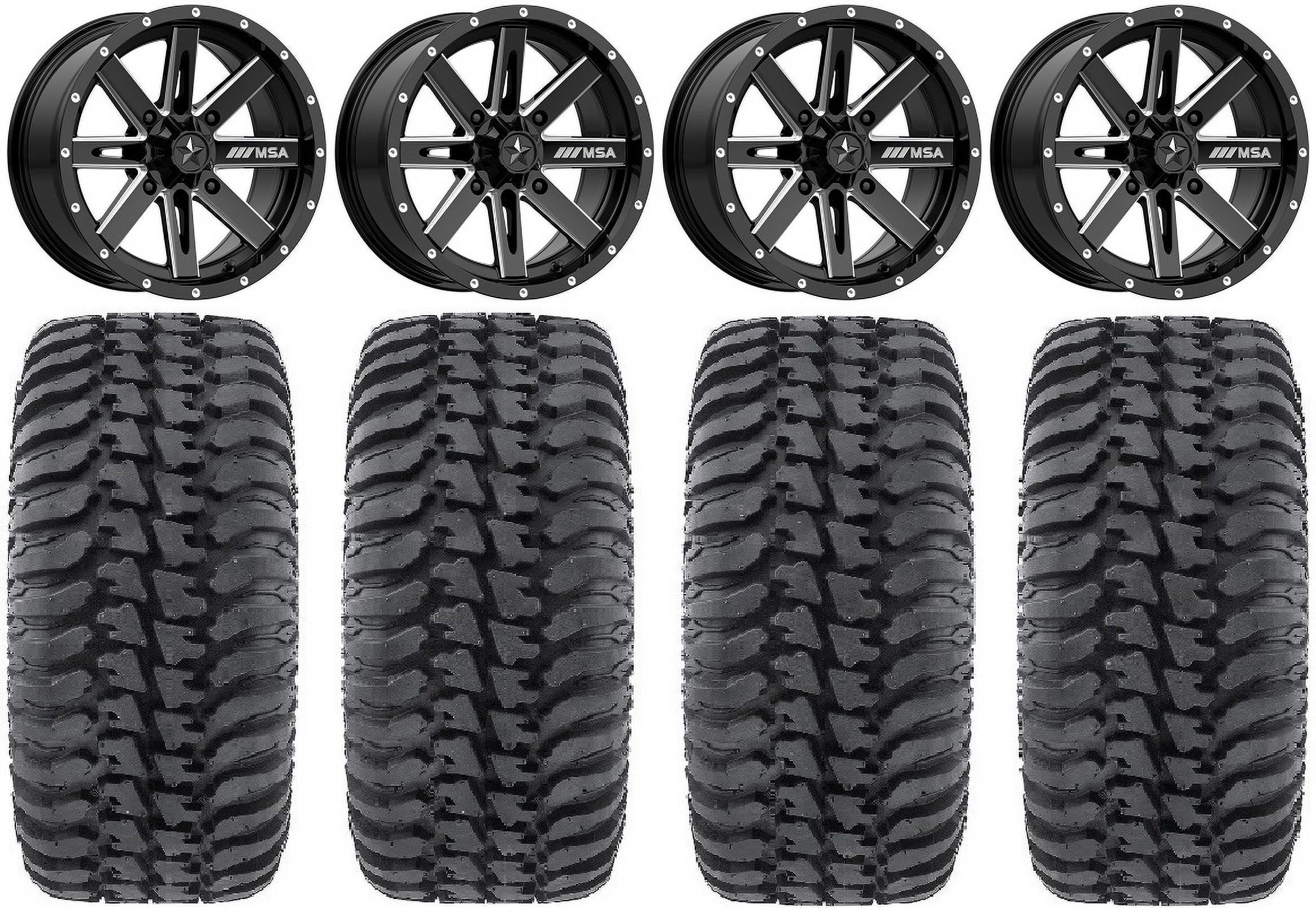 MSA Milled Boxer 14" UTV Wheels 32" Regulator Tires Yamaha Viking ...
