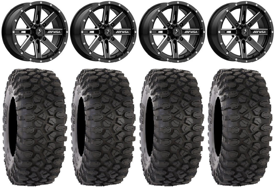 MSA Milled Boxer 14" UTV Wheels 32" XC450 Tires Yamaha Viking Wolverine ...
