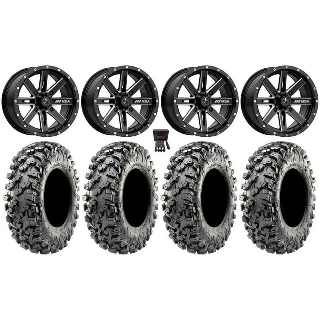 MSA Milled Boxer 14" Wheels 30" Carnivore R/T Tires Sportsman RZR ...