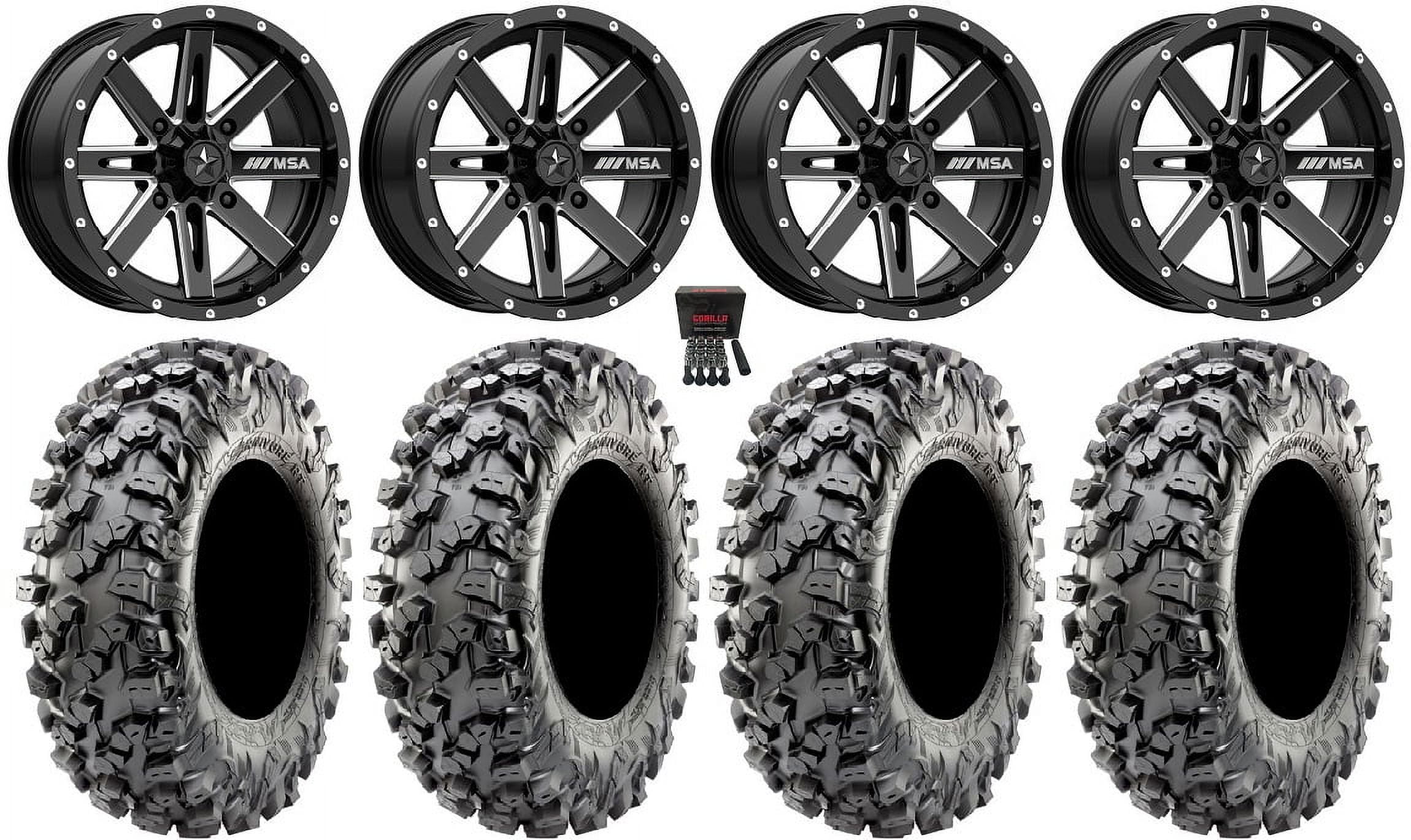 MSA Milled Boxer 14" Wheels 30" Carnivore R/T Tires Sportsman RZR ...