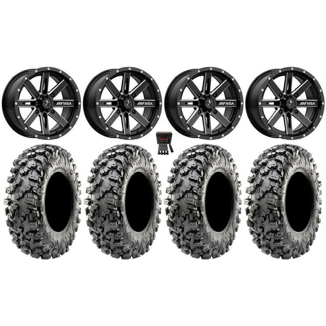 MSA Milled Boxer 14" Wheels 30" Carnivore R/T Tires Sportsman RZR ...