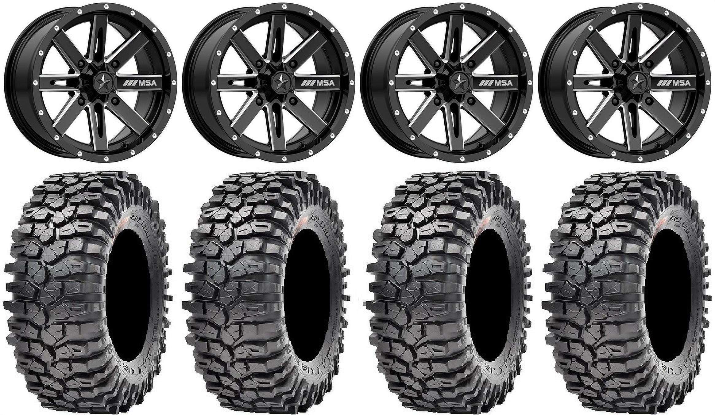 MSA Milled Boxer 14" Wheels 30" Roxxzilla 396 Tires Yamaha Viking ...
