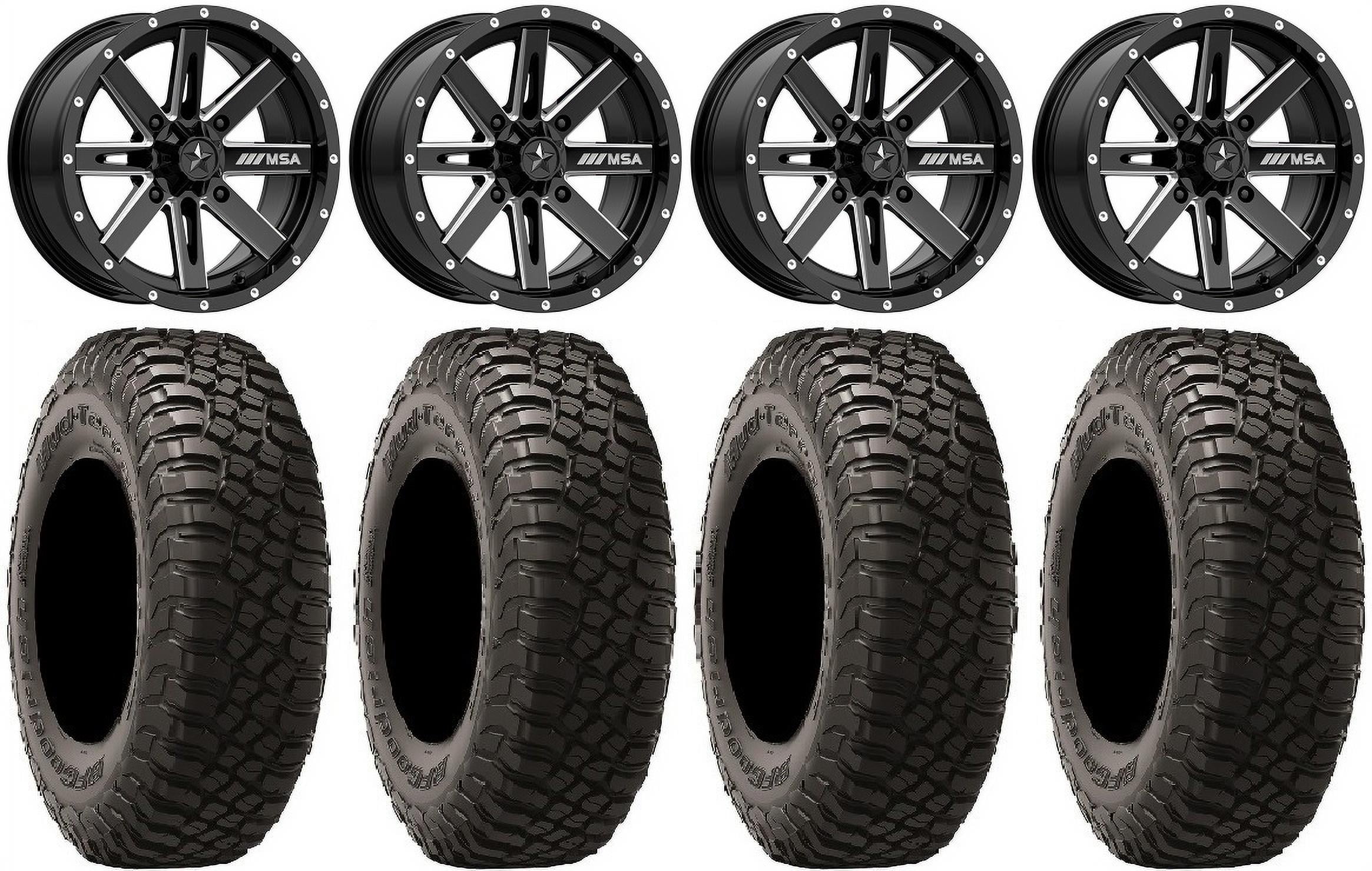 MSA Milled Boxer 15" ATV Wheels 30" BFG KM3 Tires Sportsman RZR Ranger ...