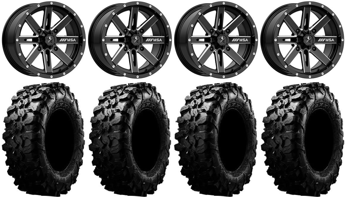 MSA Milled Boxer 15" ATV Wheels 31" Carnivore Tires Sportsman RZR ...